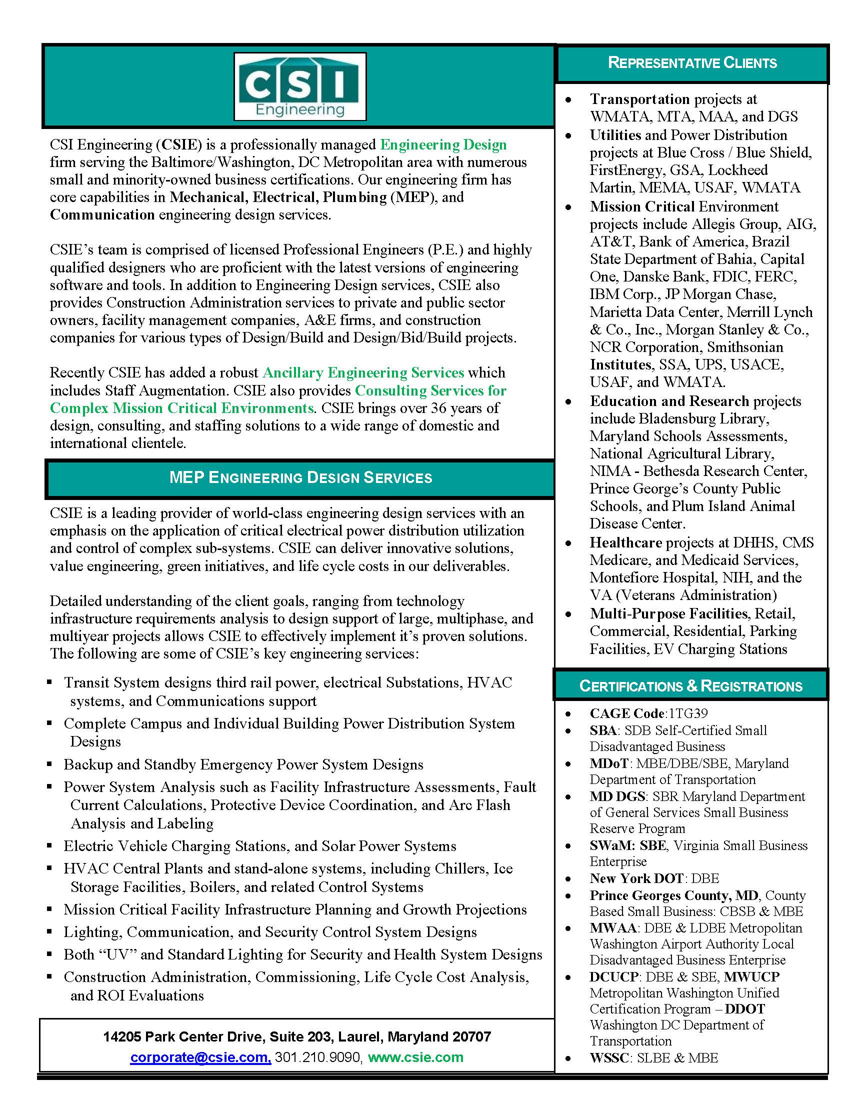 Marketing Materials - CSI Engineering